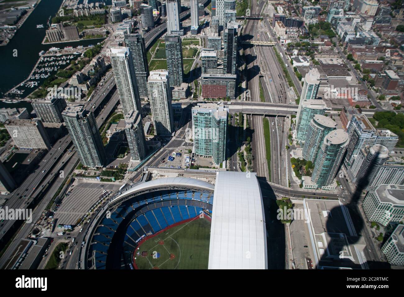 Toronto scenic cityscape from the Cn Tower top, Ontario, Canada Stock ...