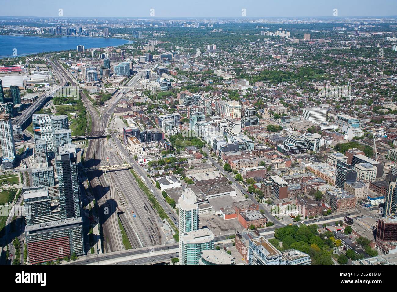 Toronto scenic cityscape from the Cn Tower top, Ontario, Canada Stock ...