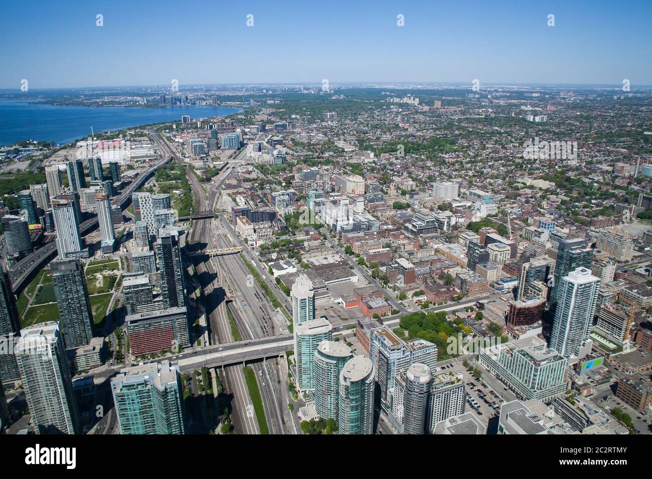 Toronto scenic cityscape from the Cn Tower top, Ontario, Canada Stock ...