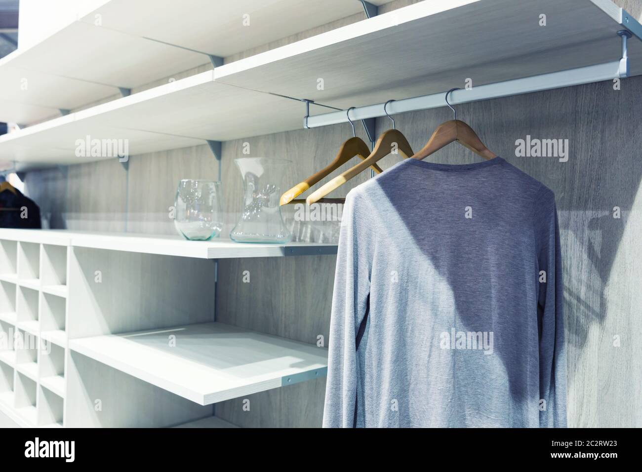 White wooden dressing room interior Stock Photo - Alamy