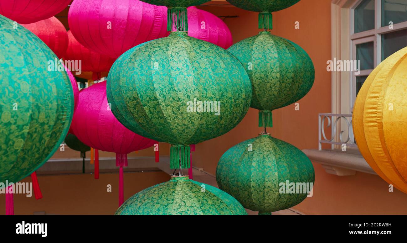 Chinese style lantern hanging at outdoor for decoration of the mid ...