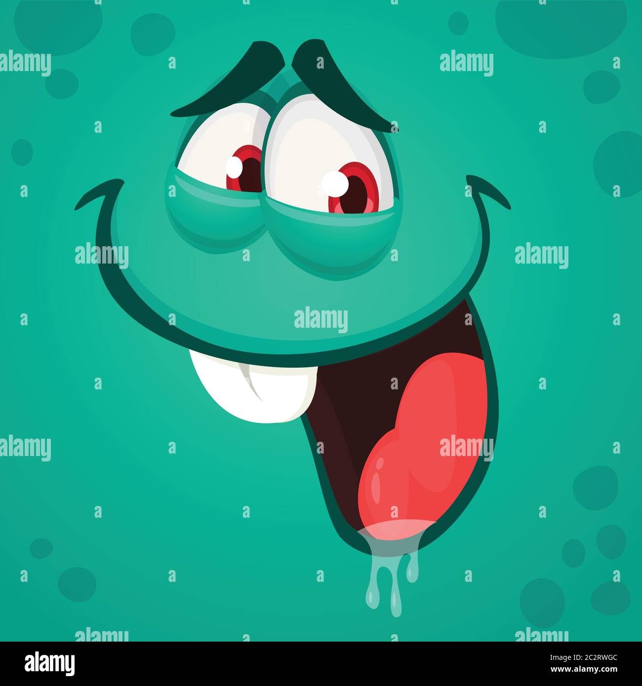 Cute cartoon white monster with stripes. Funny excited monster smiling ...