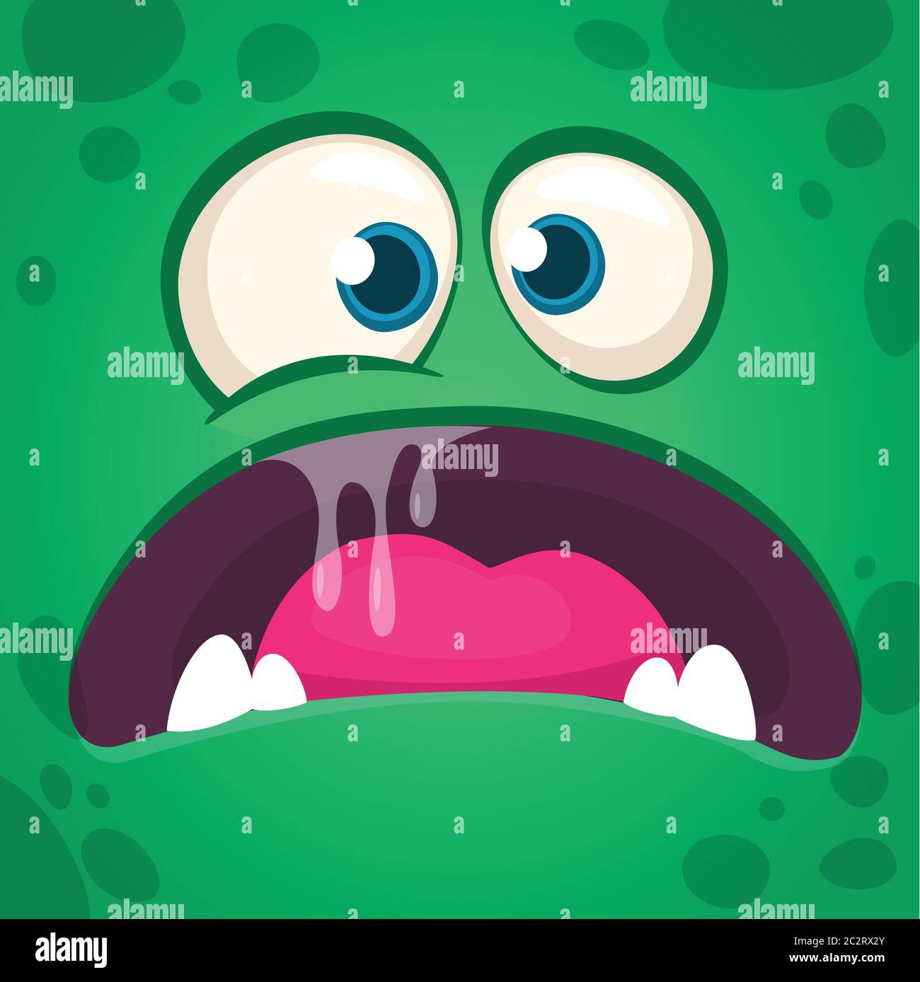Funny cartoon monster face. Vector Halloween monster square avatar ...