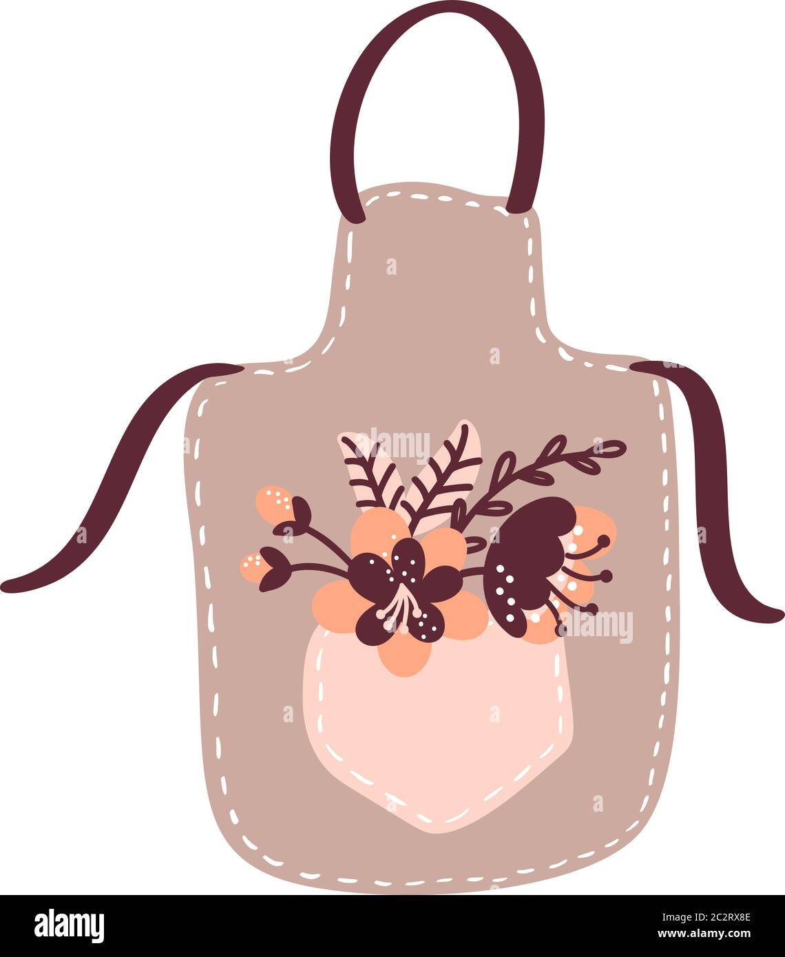 Vector floral cooking apron illustration for food blog. Hand drawn cute ...