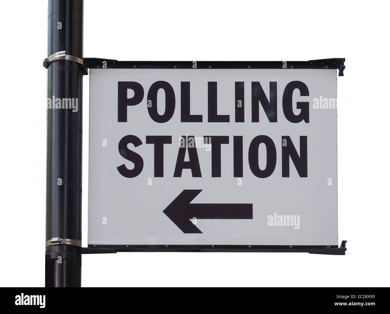 Polling station sign for UK general elections isolated over white ...