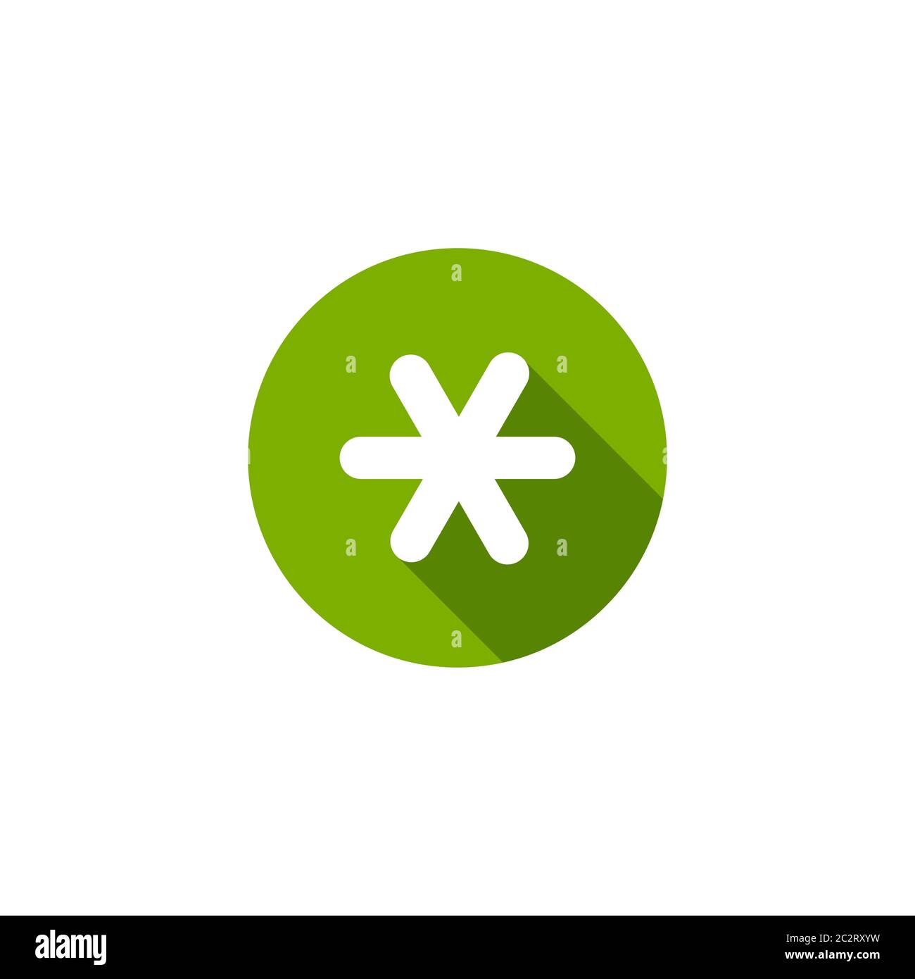 white asterisk footnote with shadow in green circle icon. Asterisk sign ...