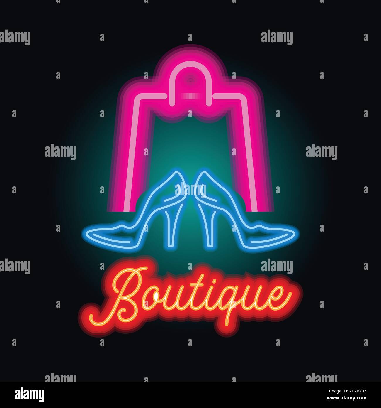boutique logo with neon light effect. vector illustration Stock Vector ...