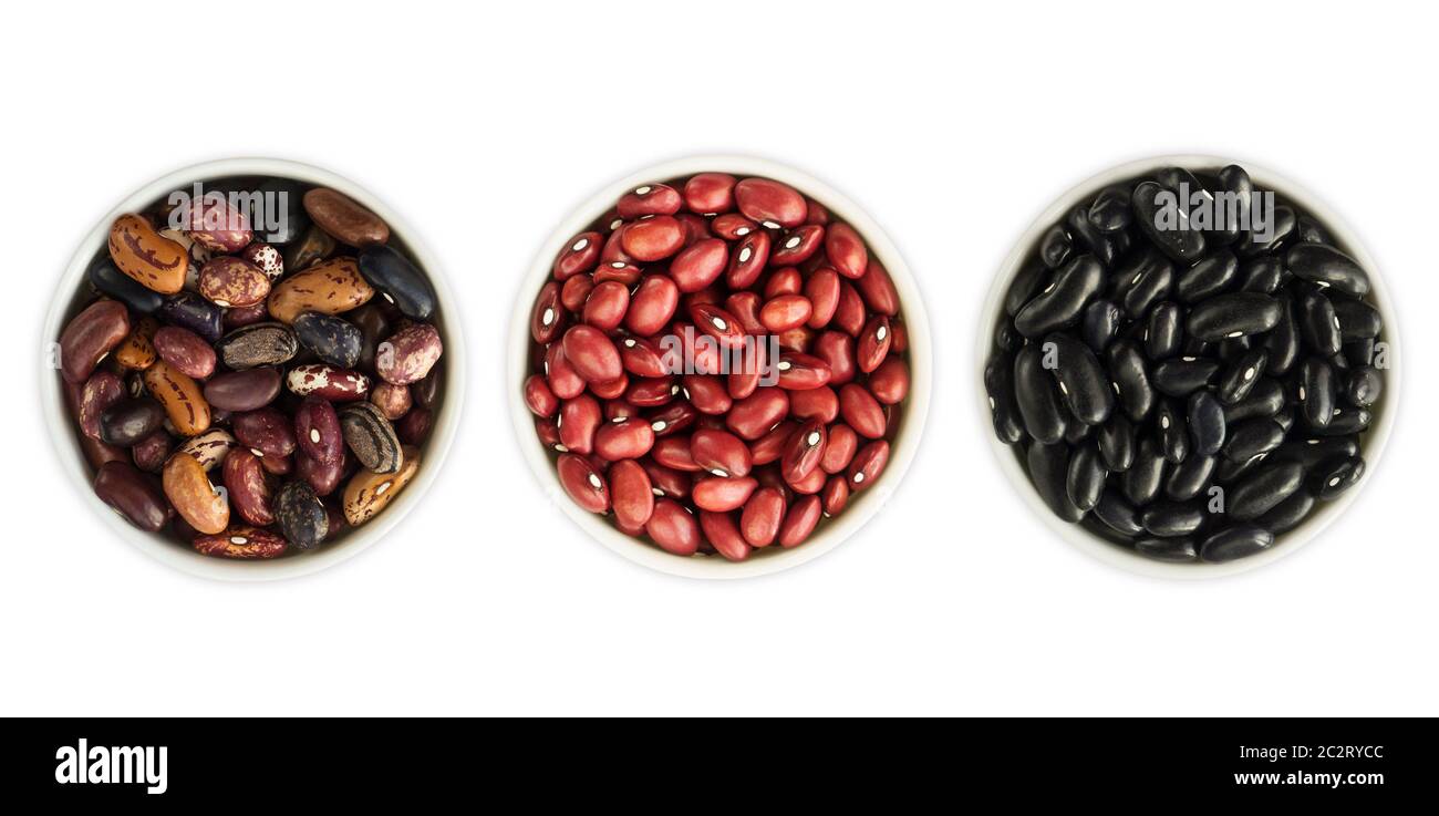 Set of Kidney beans isolated on white background. Top view. Kidney ...