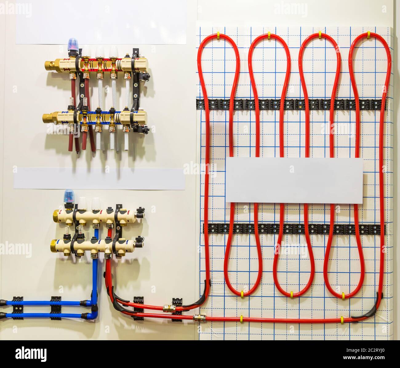 Set of heating floor system with collector Stock Photo - Alamy