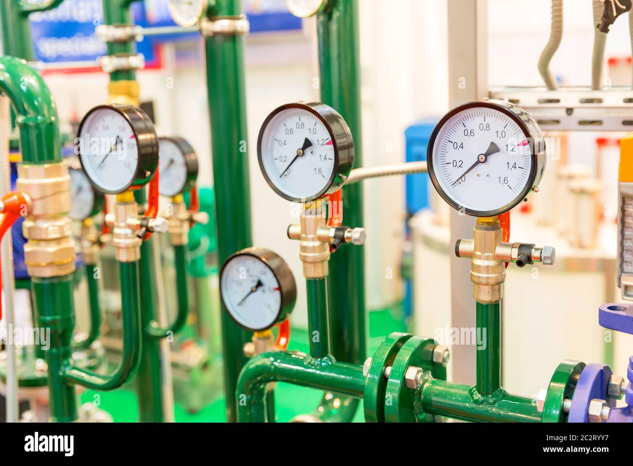 Heating unit with manometers on the factory Stock Photo - Alamy