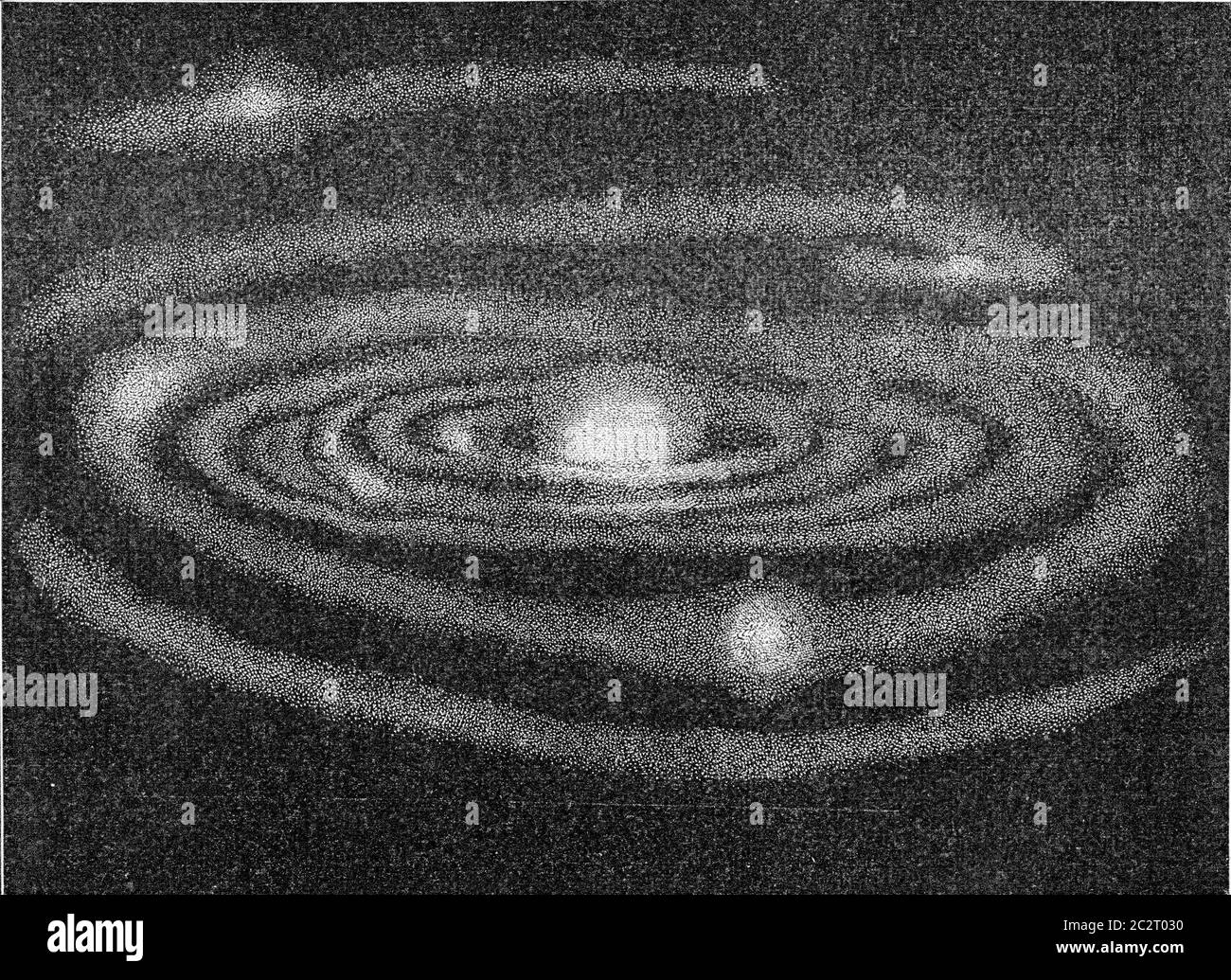 Planets in the first phase of their development, vintage engraved ...