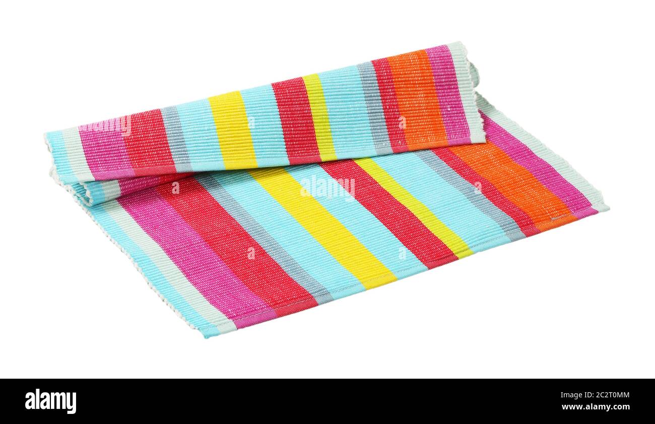 Colorful striped ribbed woven cotton place mat isolated on white Stock ...