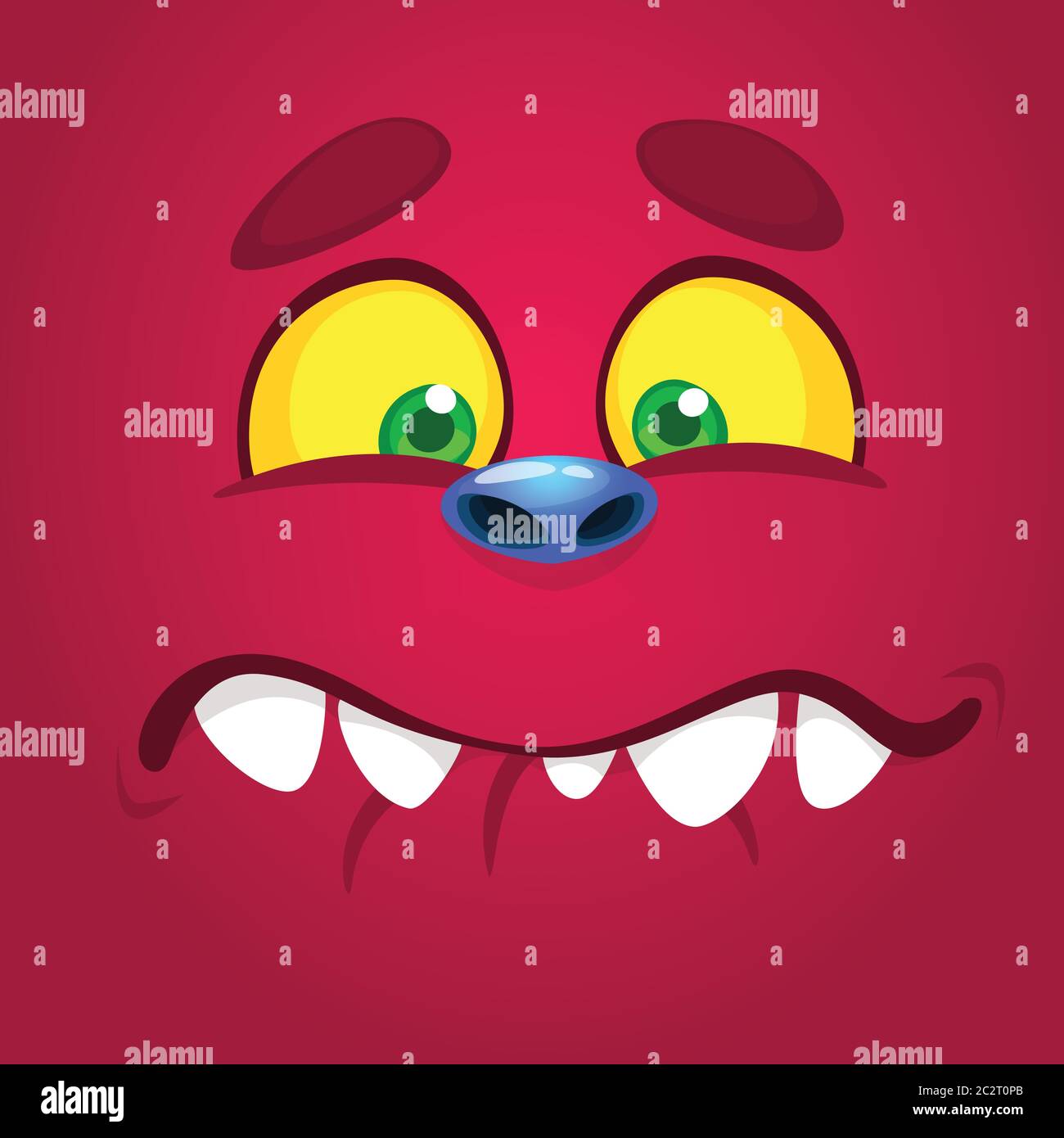 Happy cartoon monster face with a big smile. Vector Halloween pink ...