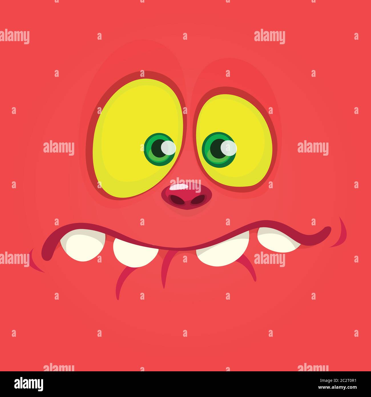 Scared cartoon monster face shocked emotion. Vector Halloween monster ...