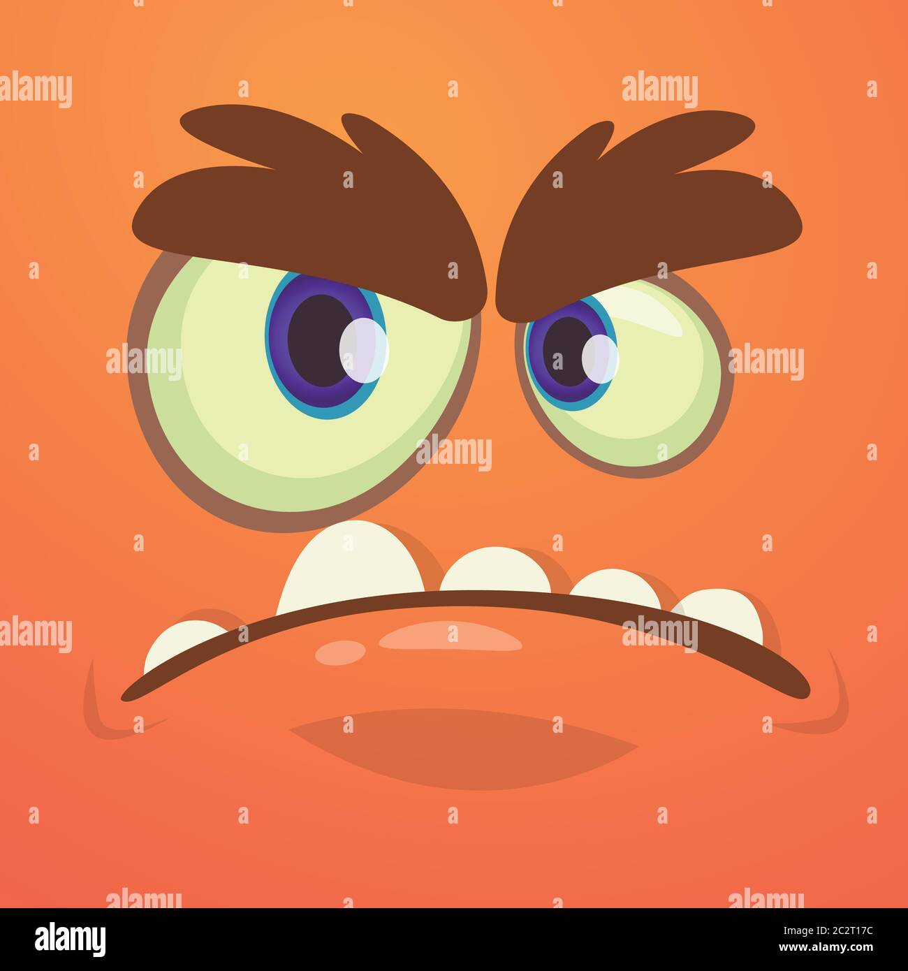 Cool angry cartoon monster face. Vector Halloween red monster avatar ...