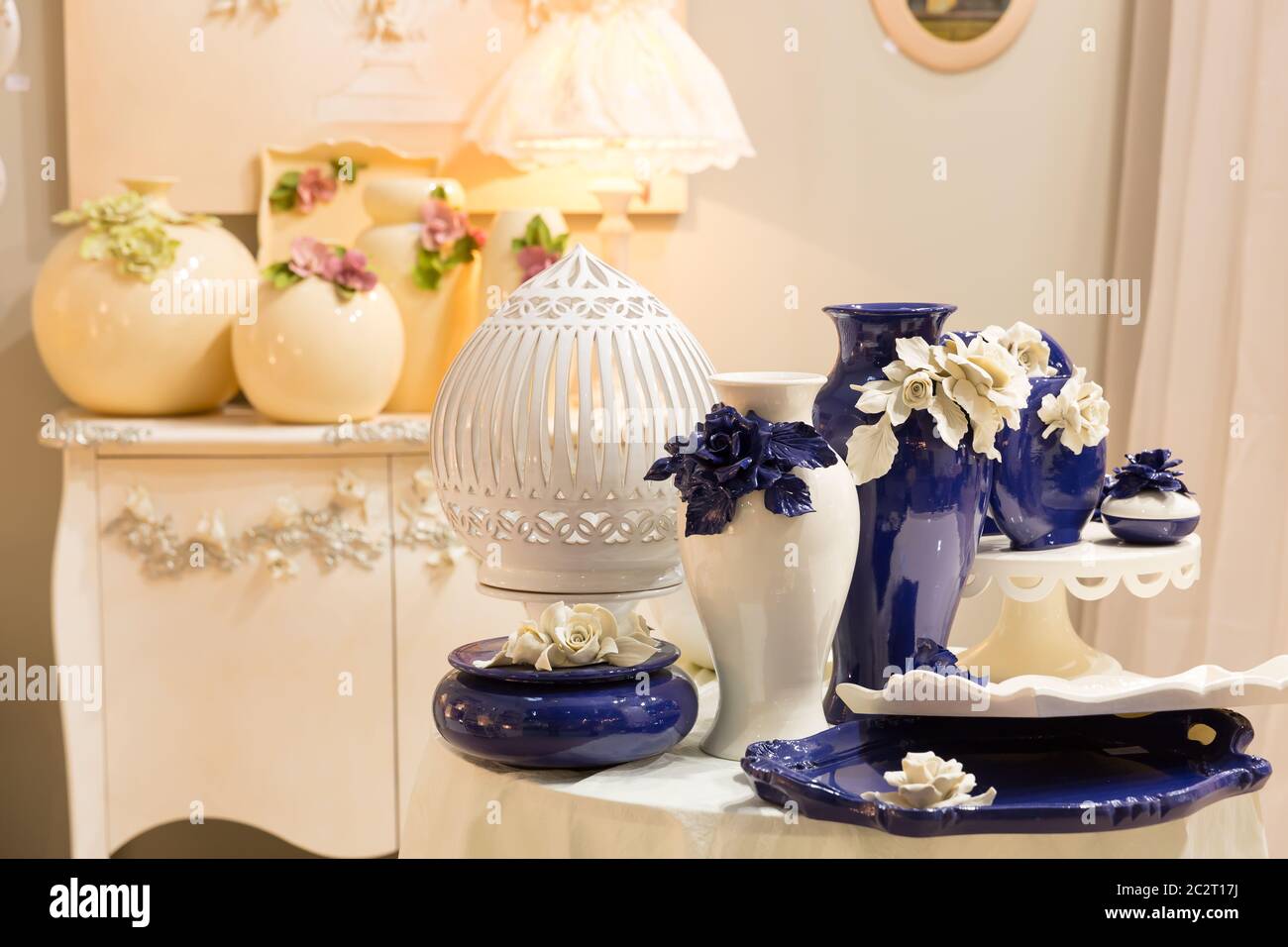 Beautiful ceramic vases in the room Stock Photo - Alamy