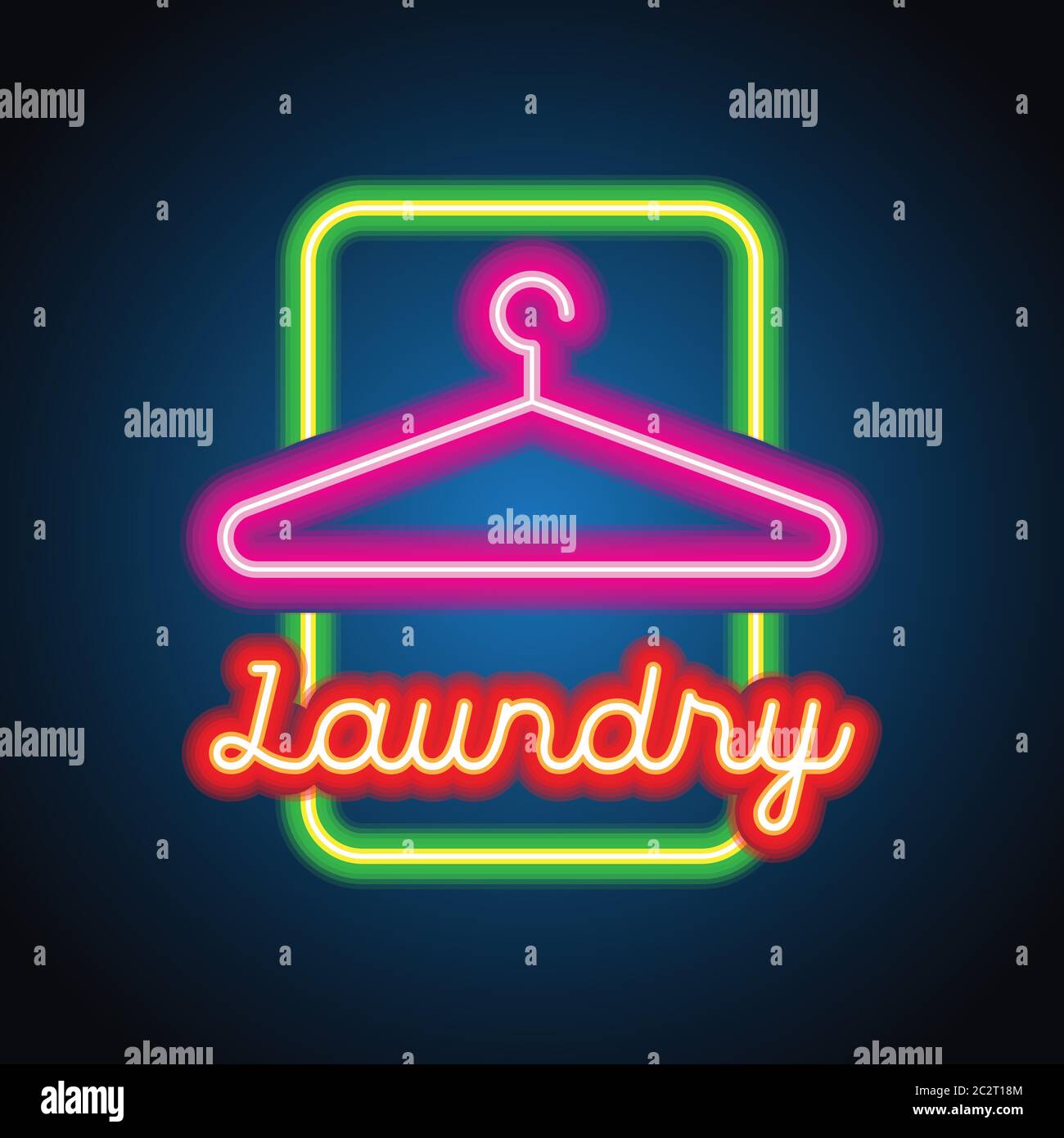 laundry logo for clean and wash business with neon light effect. vector ...