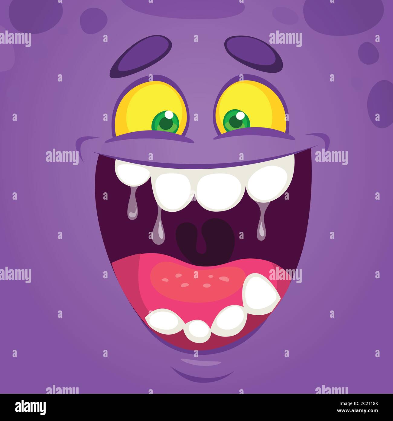 Cool happy cartoon monster face. Vector Halloween monster laughing with ...