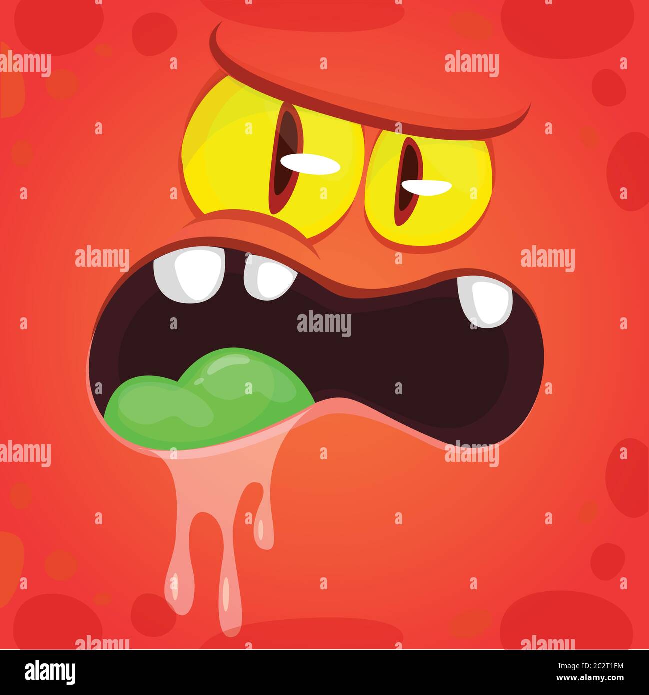 Cool Cartoon Red Monster Face. Vector Halloween Illustration of Angry ...