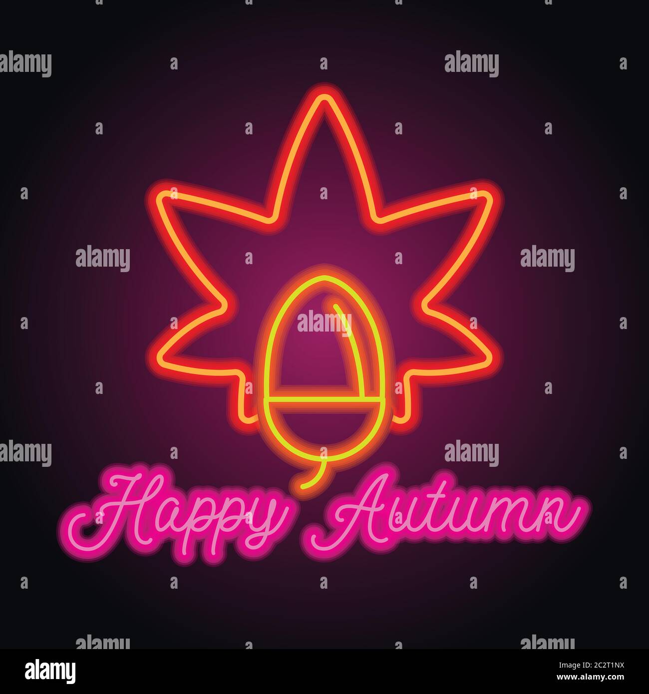 autumn season with neon light effect. vector illustration Stock Vector ...