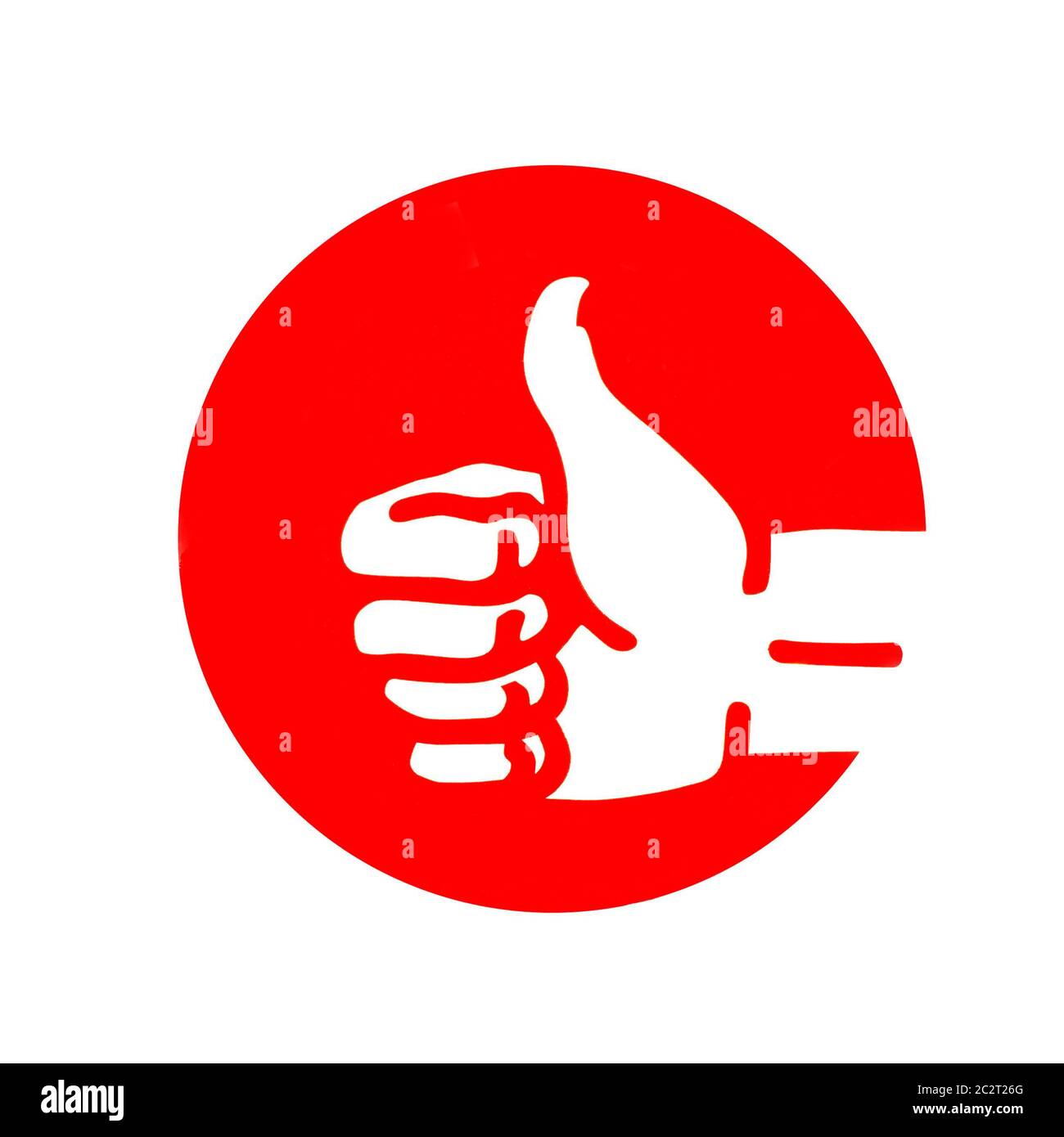 Red thumbs up hand sign isolated on white Stock Photo - Alamy