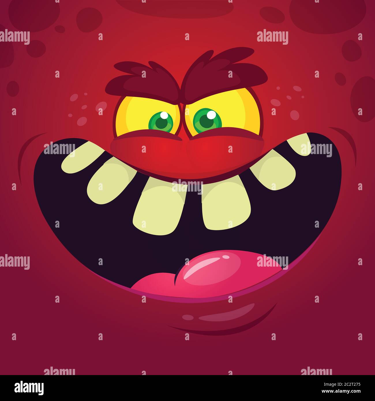 Cool angry cartoon monster face. Vector Halloween red monster avatar ...
