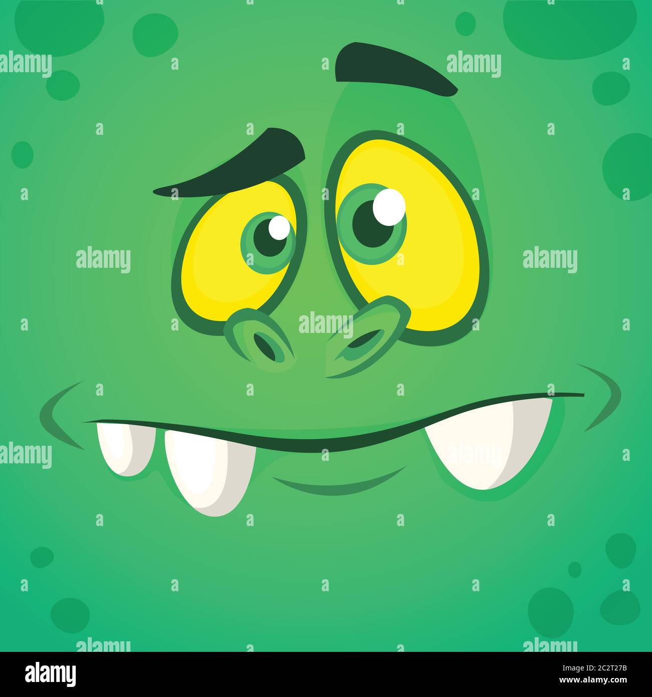 Cartoon monster face. Vector Halloween green zombie monster avatar ...