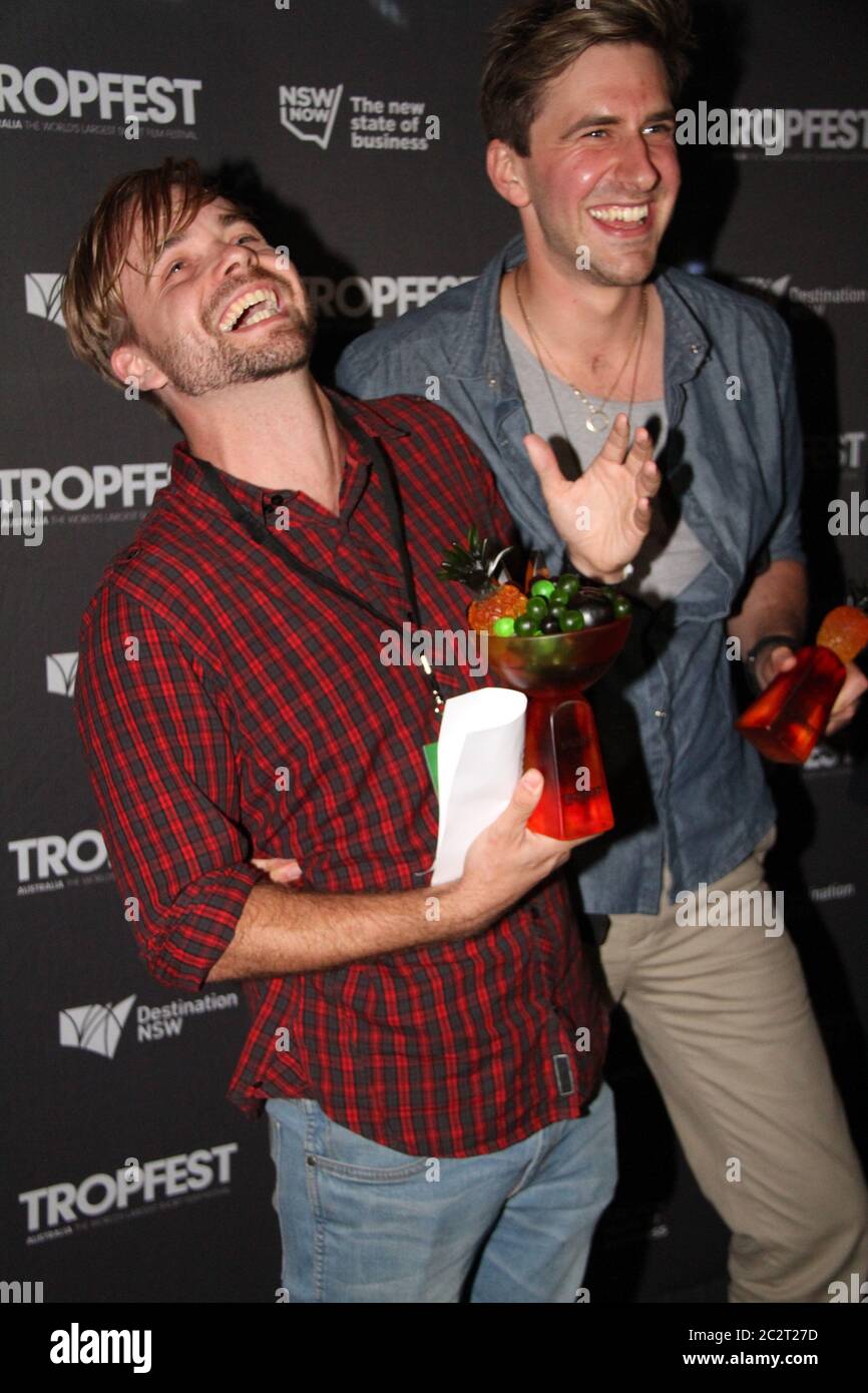 Matt Hardie (director/actor) and Aaron Tsindos (actor) pictured after ...
