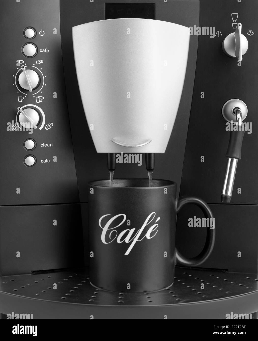 Espresso machine making coffee Black and White Stock Photos & Images ...