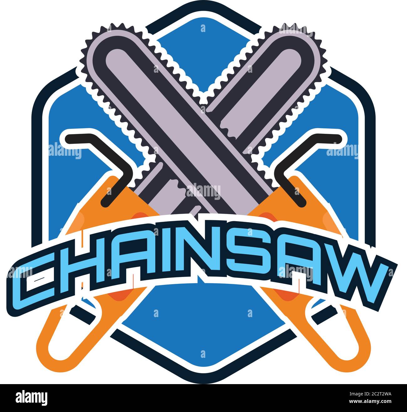 chainsaw logo isolated on white background. vector illustration Stock ...