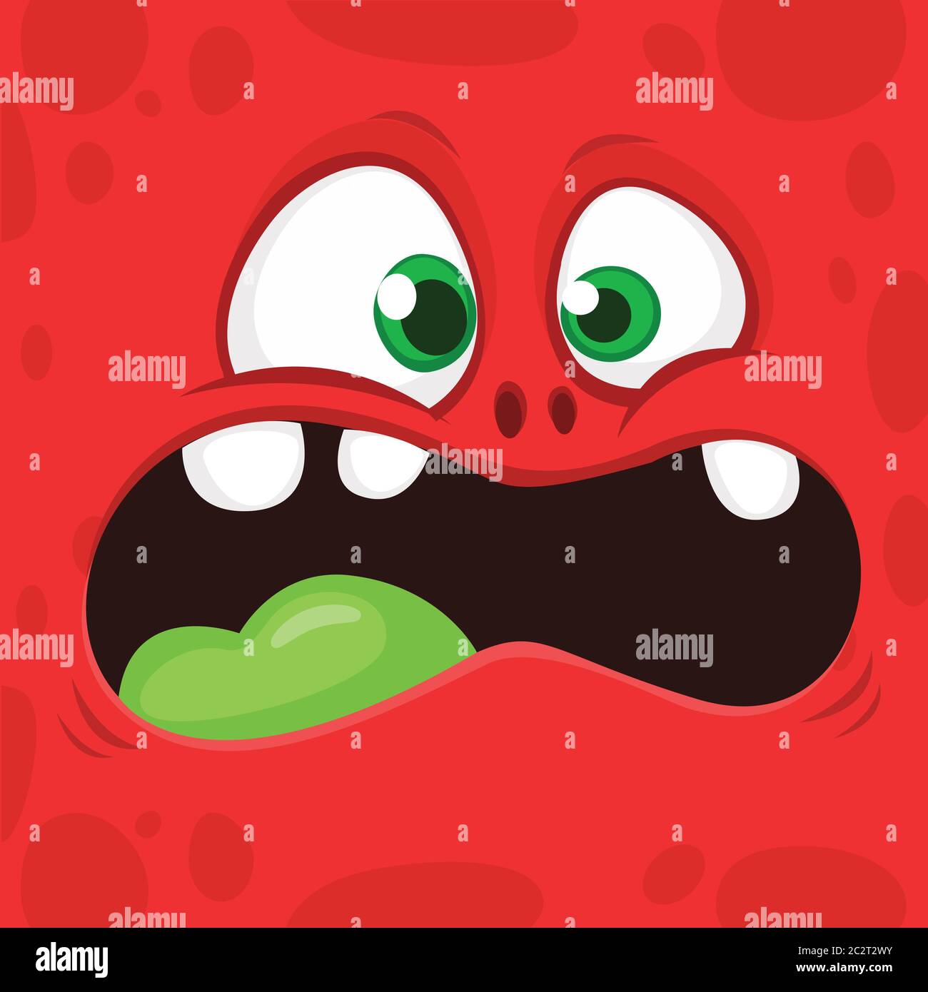 Cool Cartoon Red Monster Face. Vector Halloween illustration Stock ...