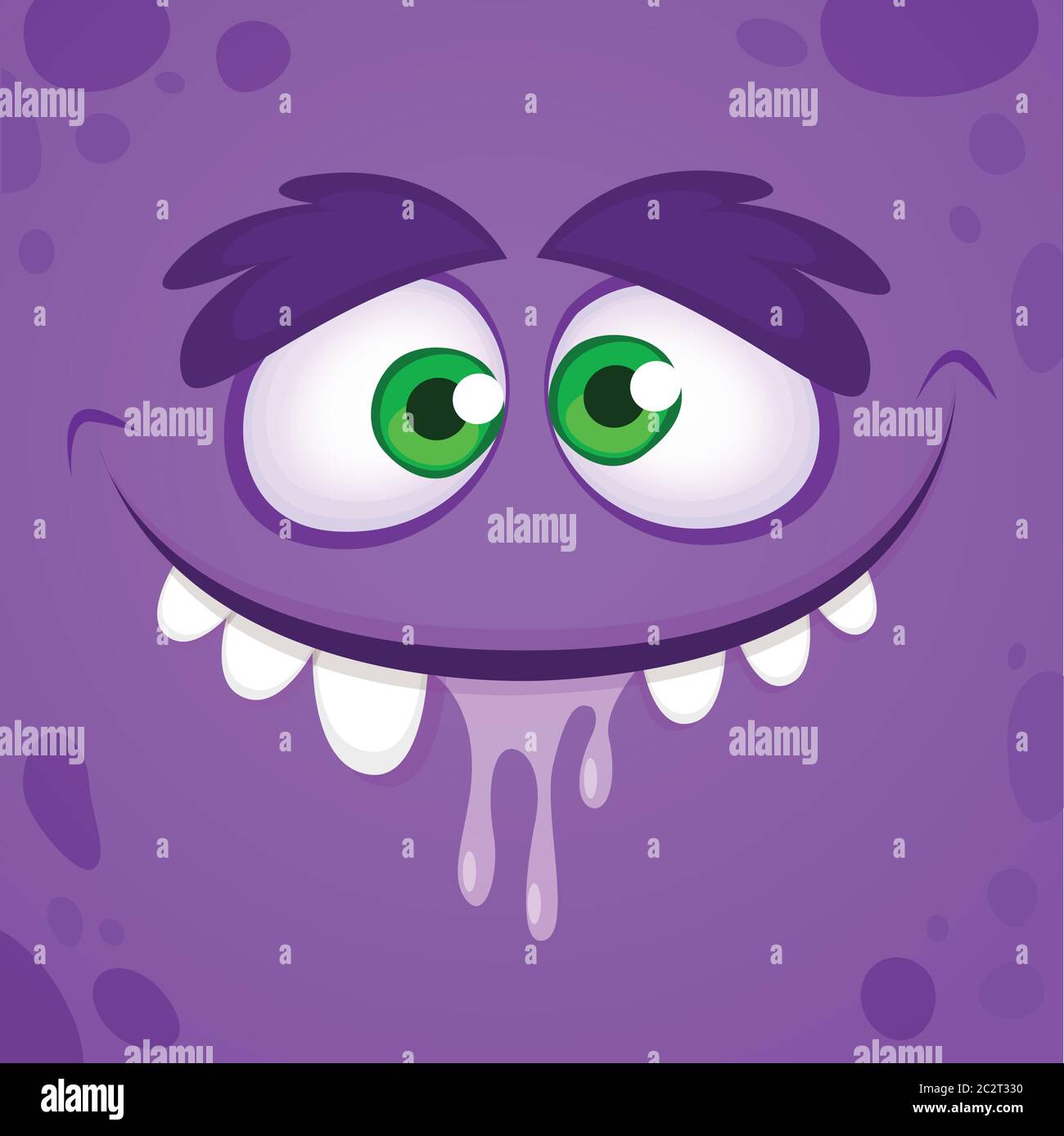 Cool cartoon monster face. Vector Halloween illustration of brown ...