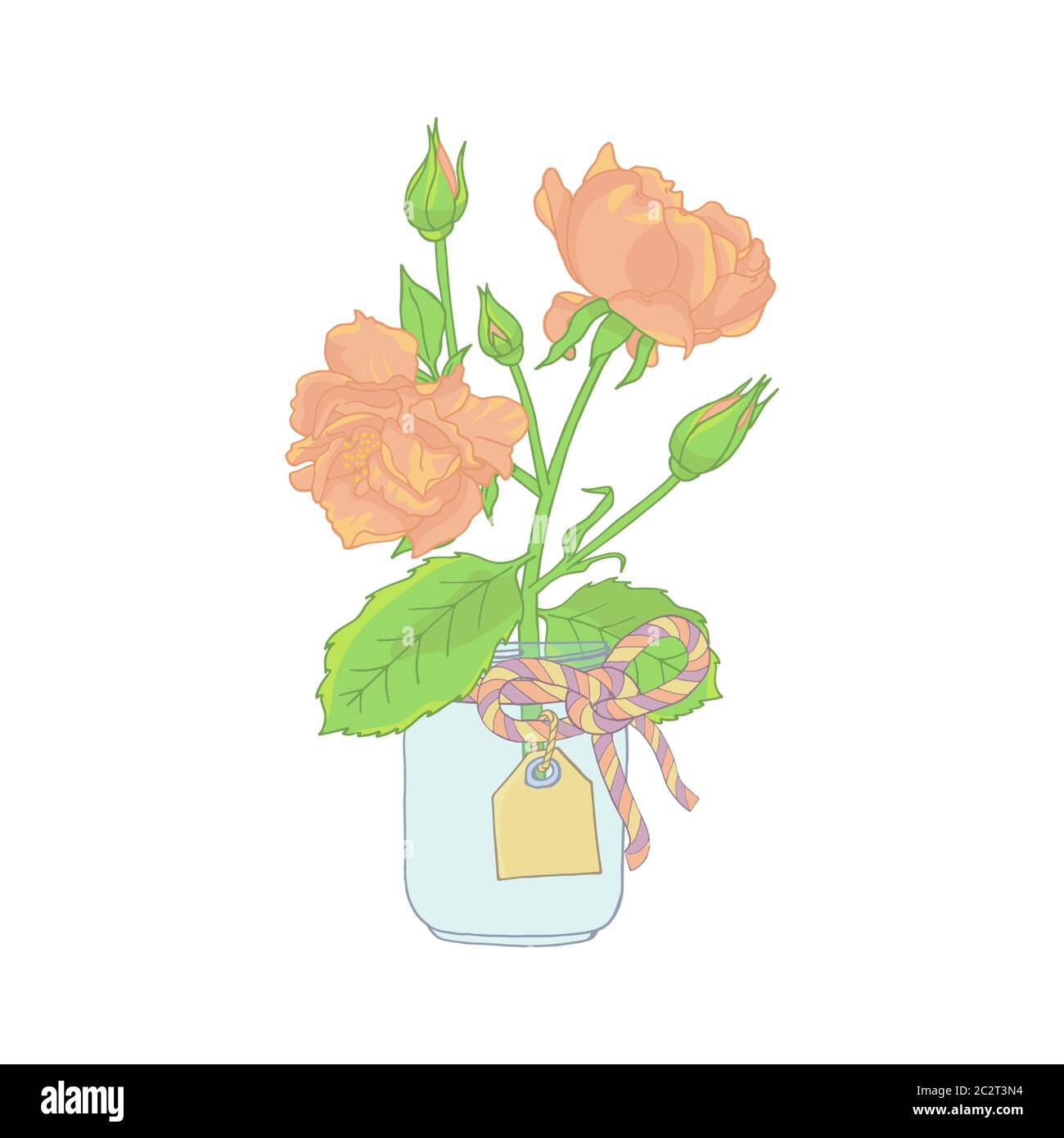 Hand drawn rose flowers clipart. Floral design element. Isolated on ...