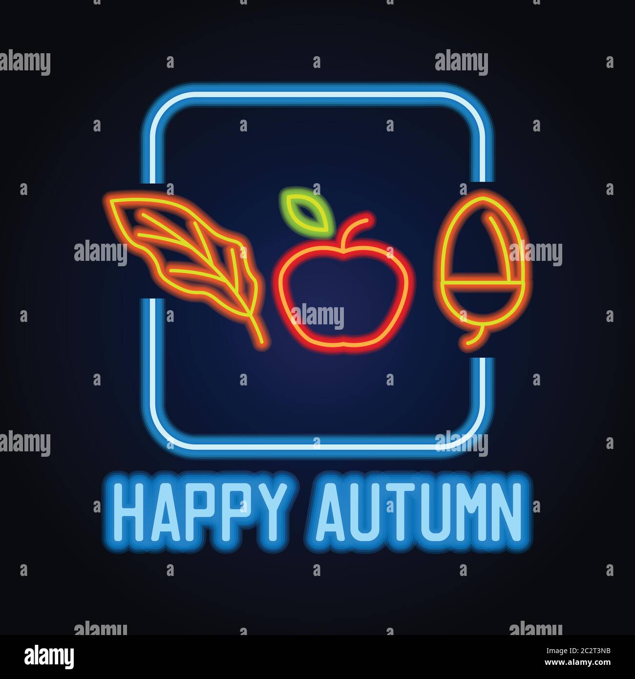 autumn season with neon light effect. vector illustration Stock Vector ...