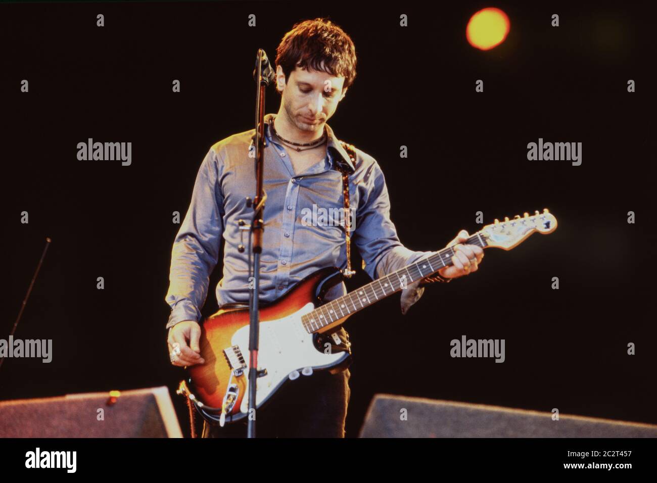 Jonathan Donahue of Mercury Rev performing at the Glastonbury Festival ...