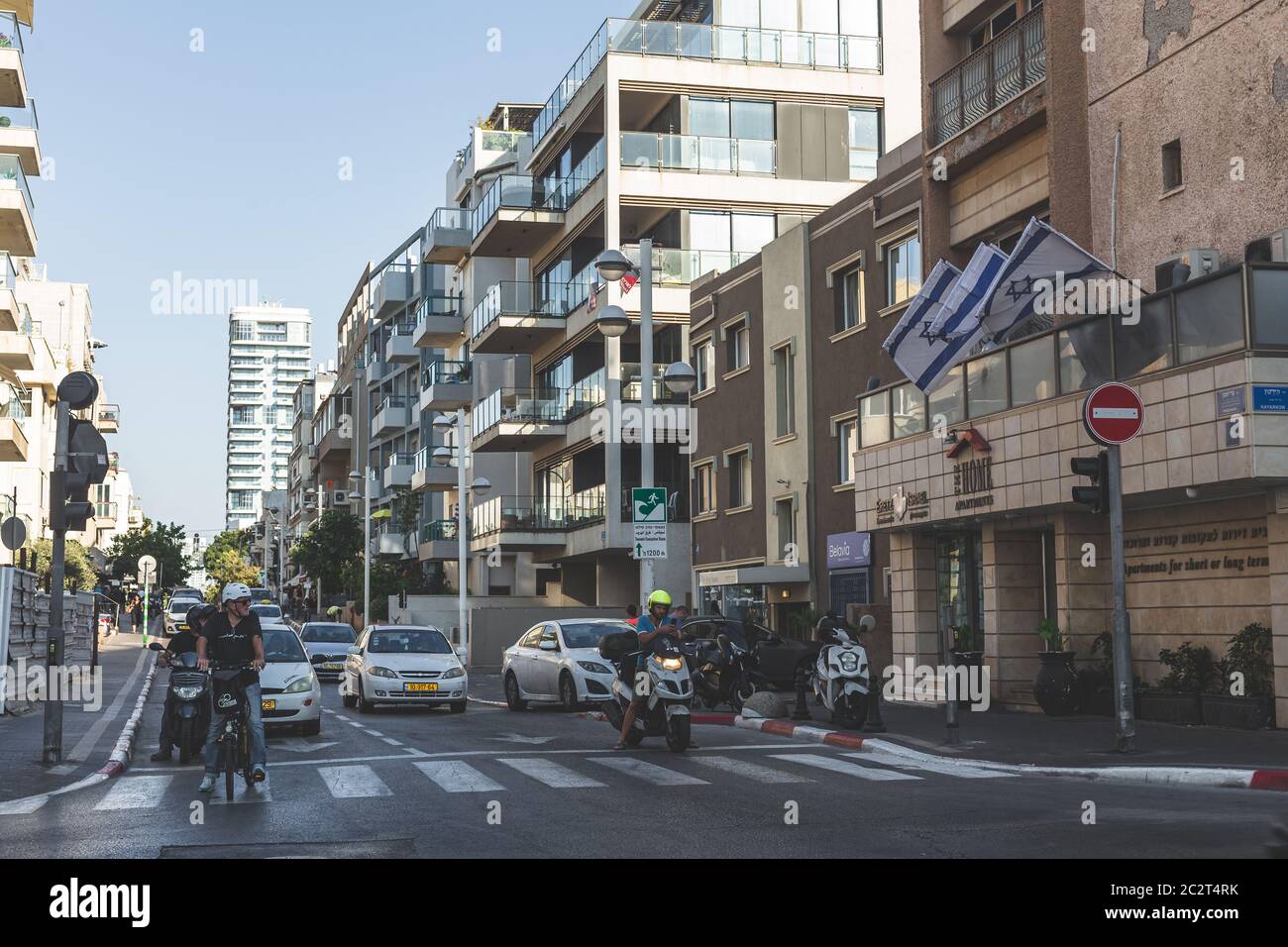 Tel Aviv/Israel-12/10/18: traffic on one way Frishman Street as seen ...