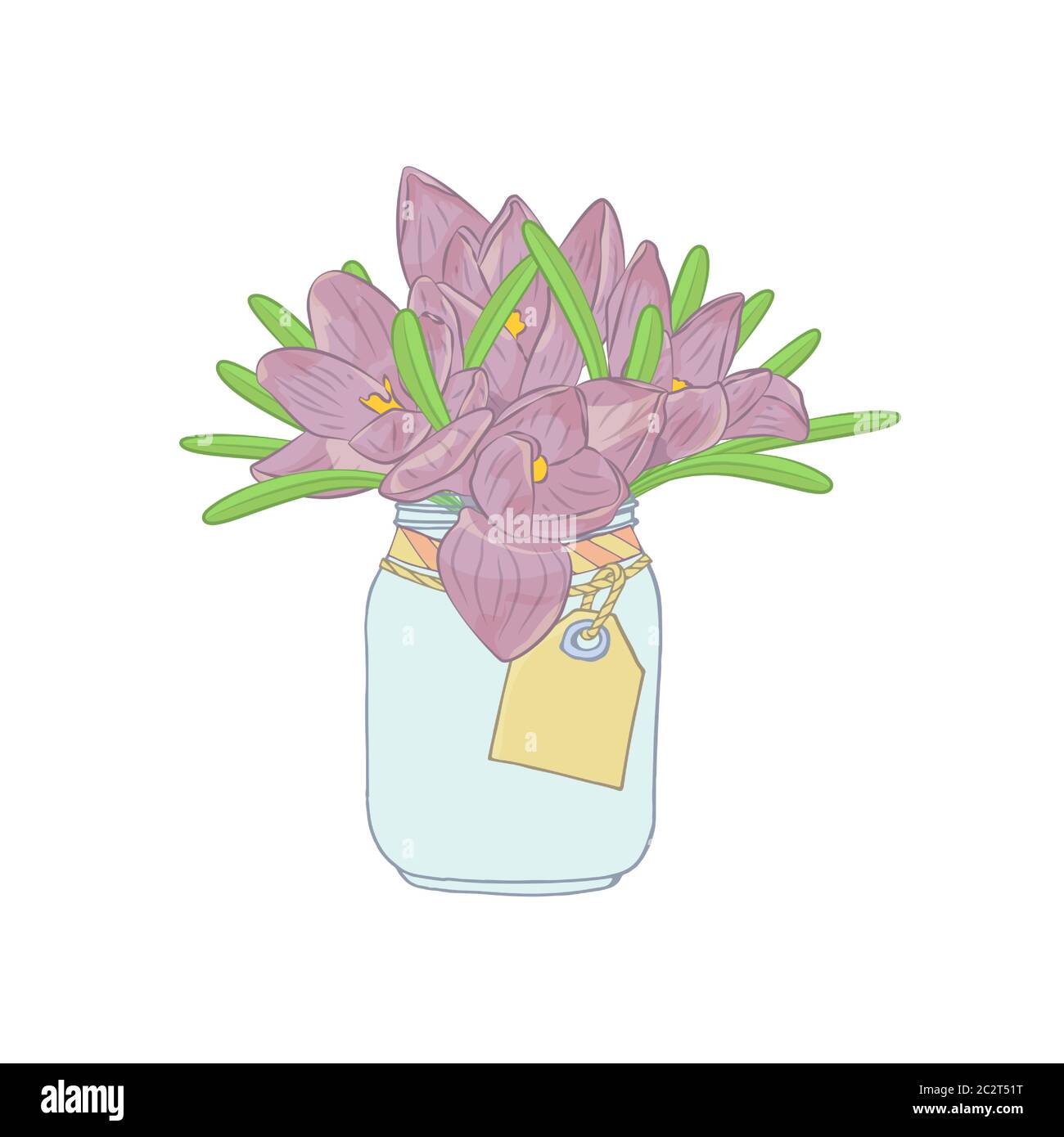 Mason Jar With Purple Flowers Clipart