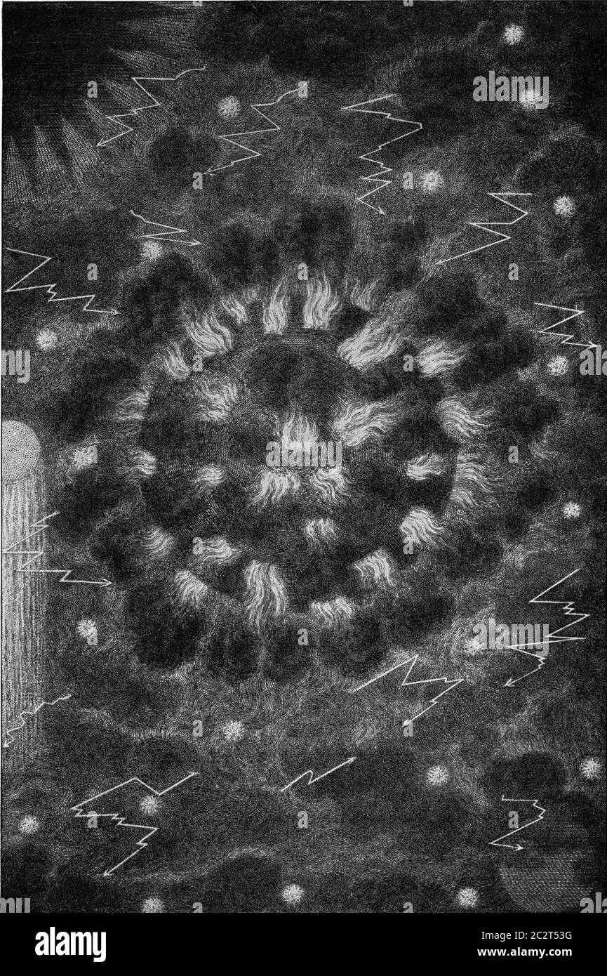 The inner fire making its way through the earth's crust, vintage ...