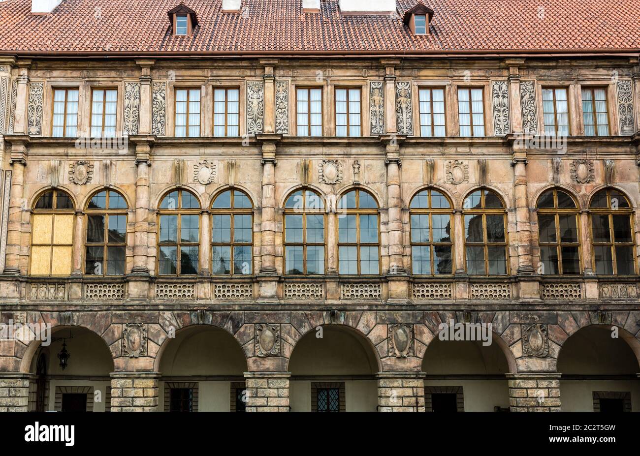 Ancient stone castle facade, Europe, nobody. Medieval european ...