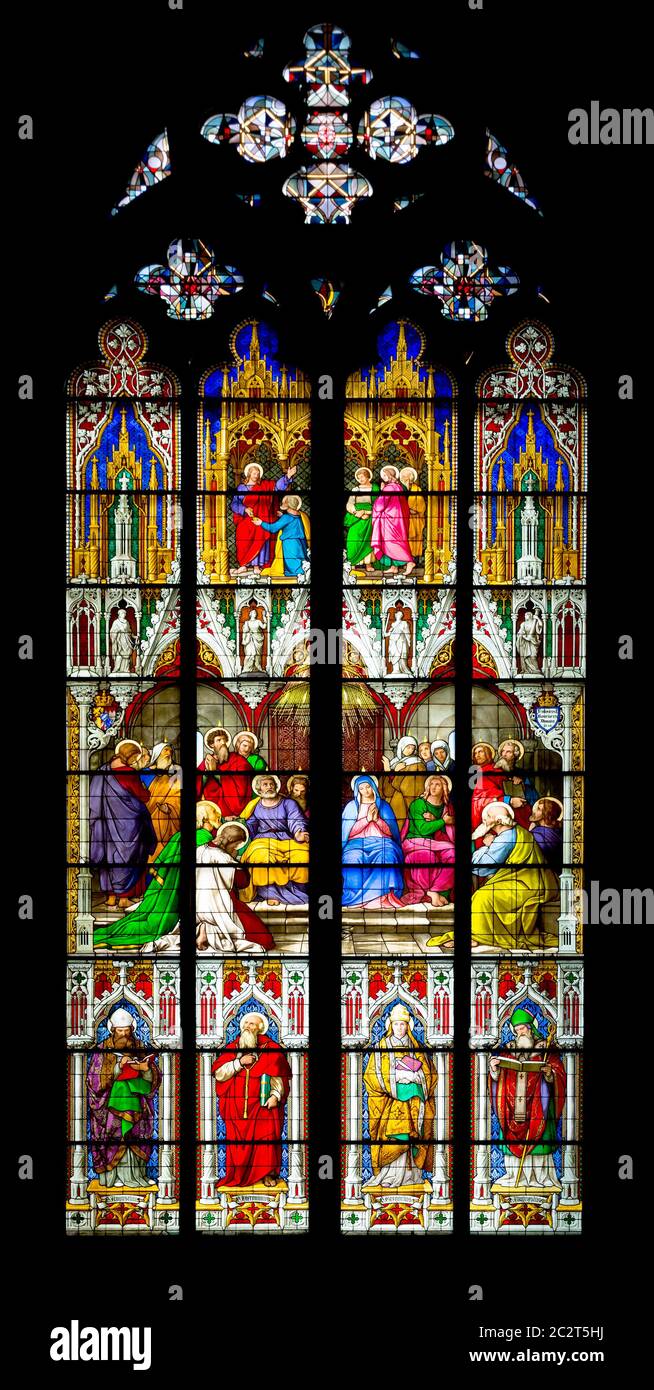 Stained glass windows in the Cologne Cathedral Stock Photo - Alamy
