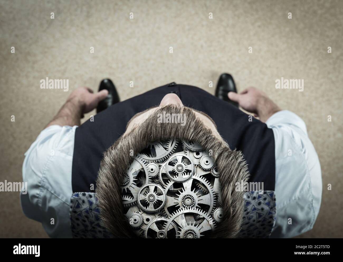 Silhouette human head gears mechanism hi-res stock photography and ...