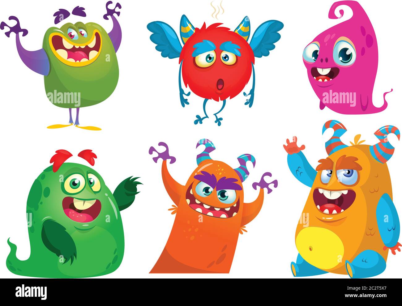 Cute Cartoon Monsters Set Of Cartoon Monsters Ghost Goblin Bigfoot