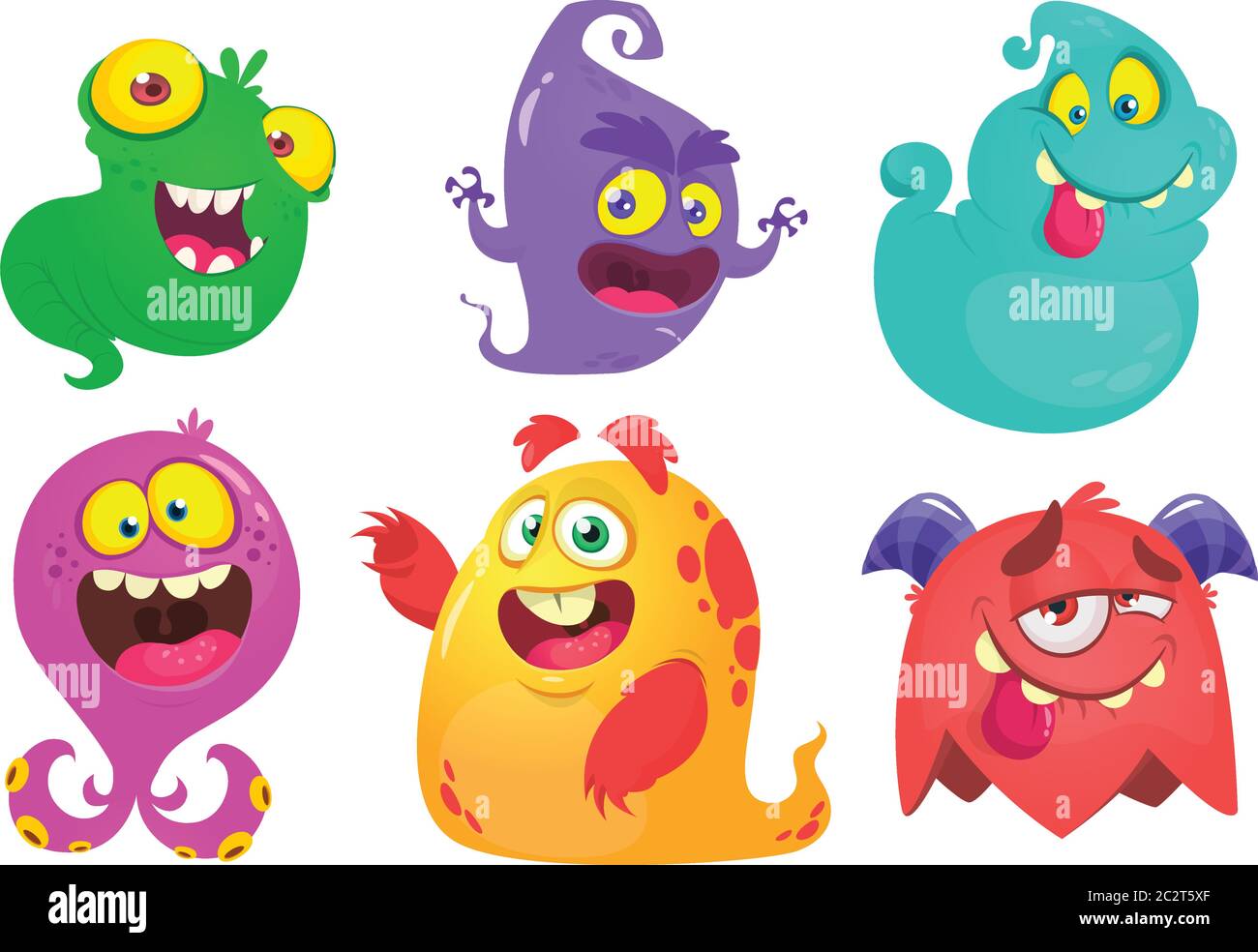 Cute cartoon ghosts illustrations. Set of cartoonghosts. Halloween ...