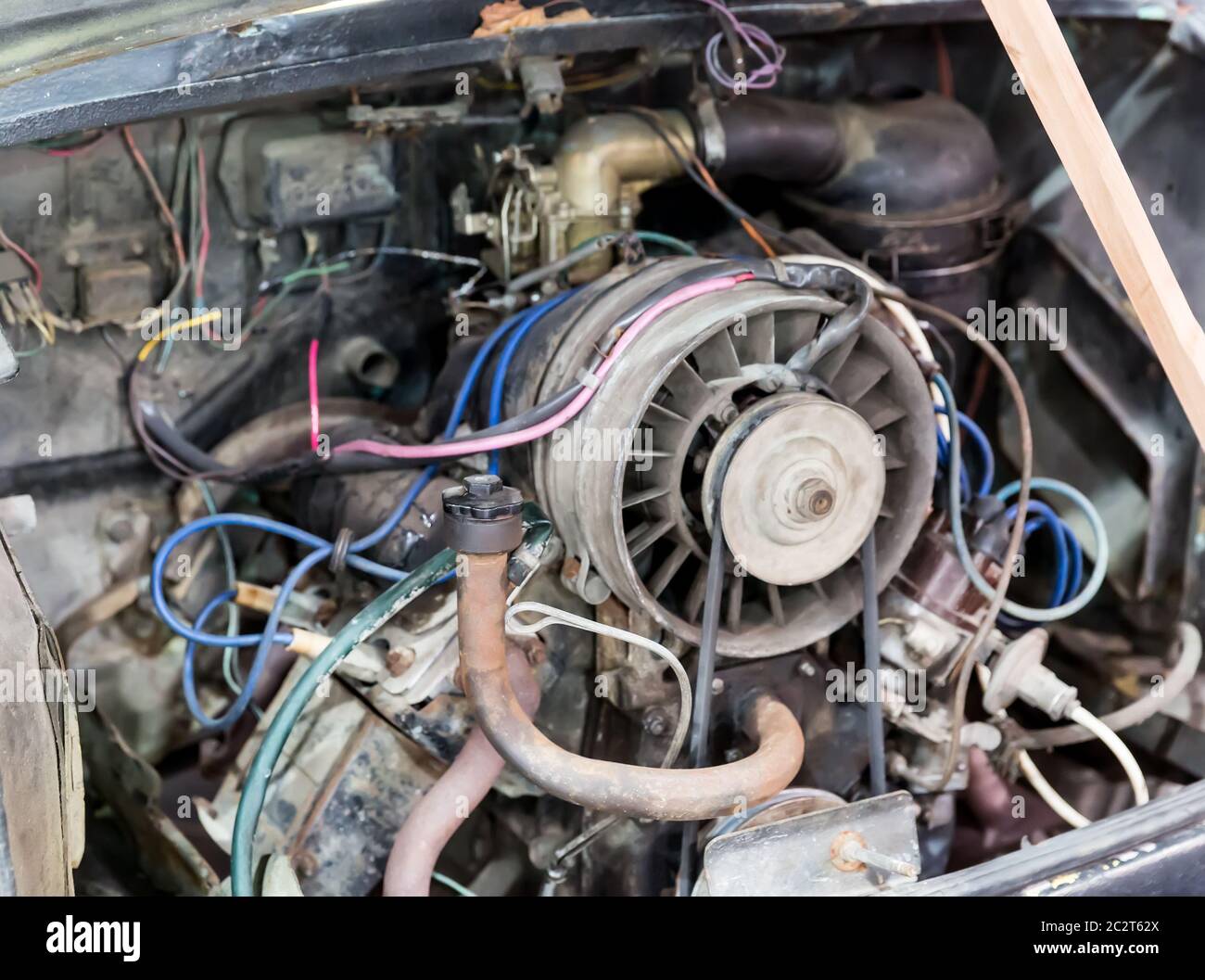 Old car engine closeup view Stock Photo - Alamy
