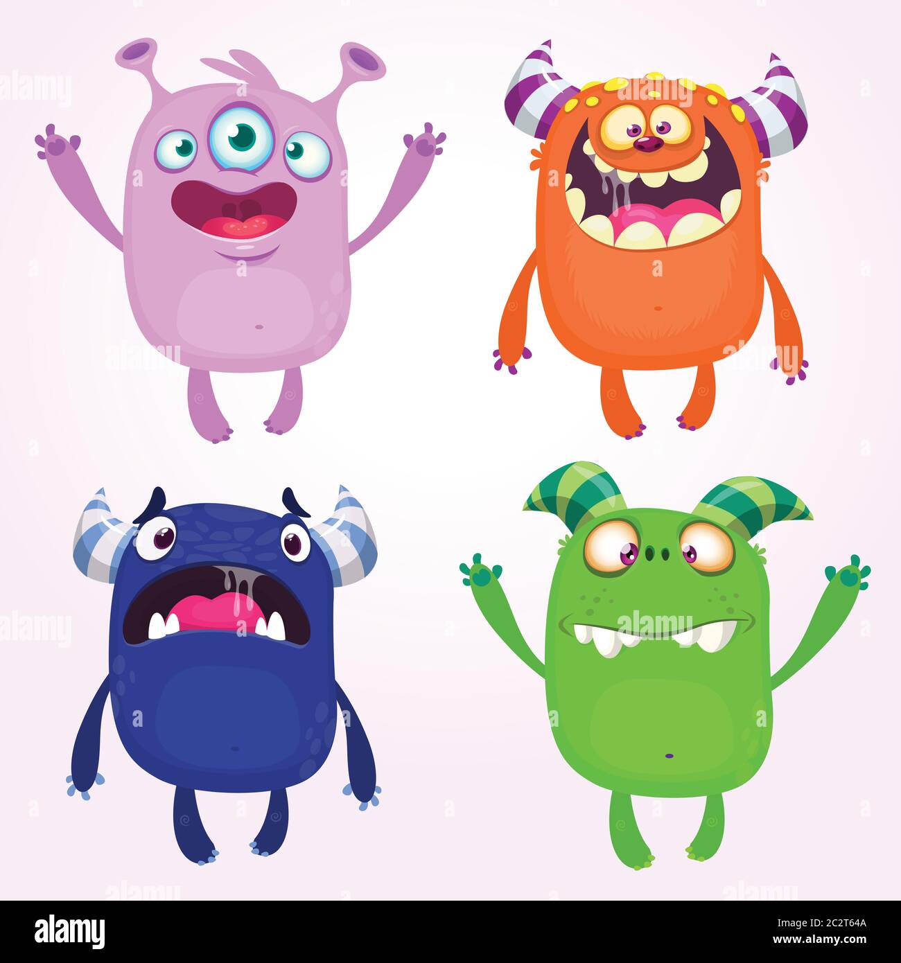 Cartoon Monsters set for Halloween. Vector set of cartoon monsters ...