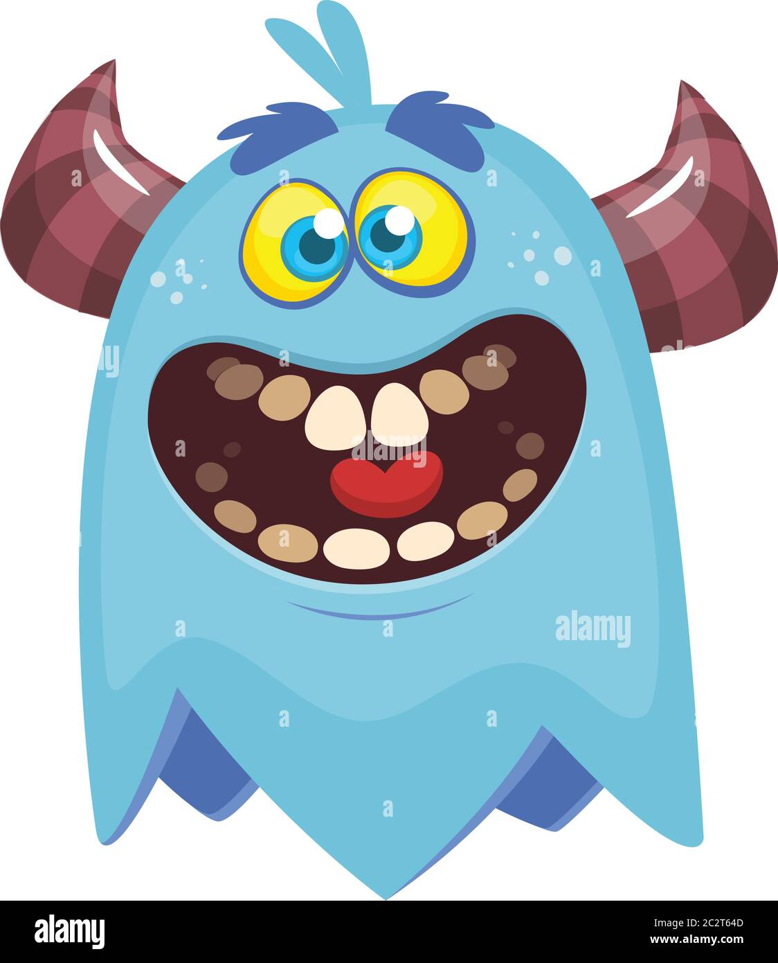 Cartoon happy monster. Halloween illustration of excited monster ...