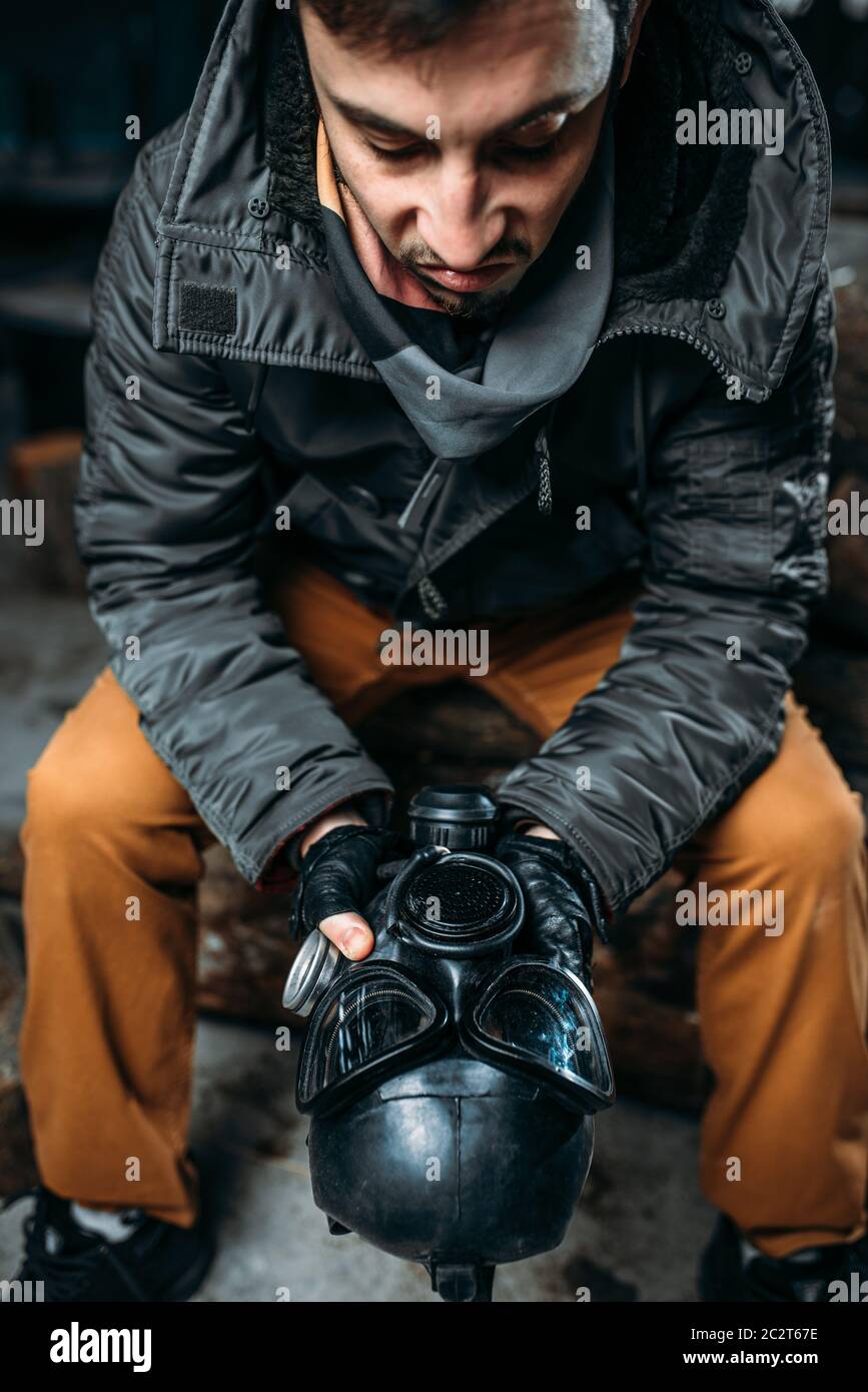 Stalker, man with gas mask, post apocalyptic lifestyle, doomsday ...