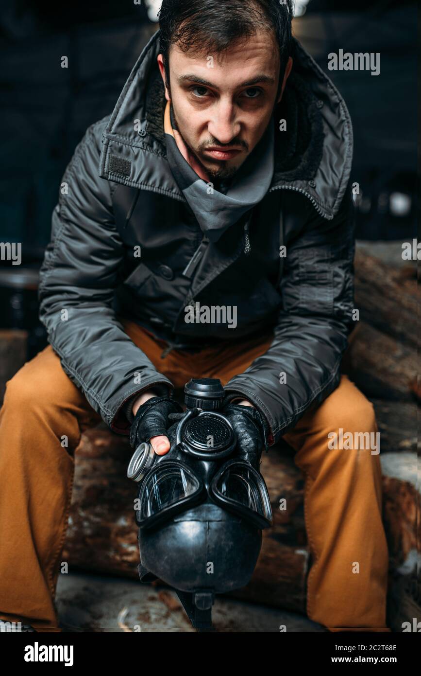 Stalker, man with gas mask, post apocalyptic lifestyle, doomsday ...