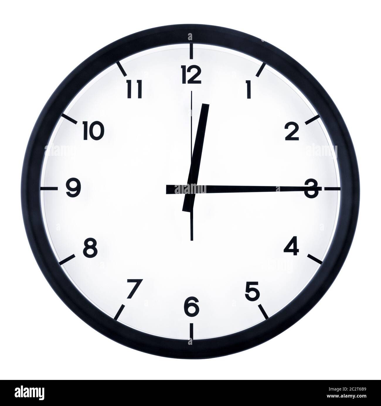 Classic Analog Clock Pointing At Twelve Fifteen O clock Isolated On