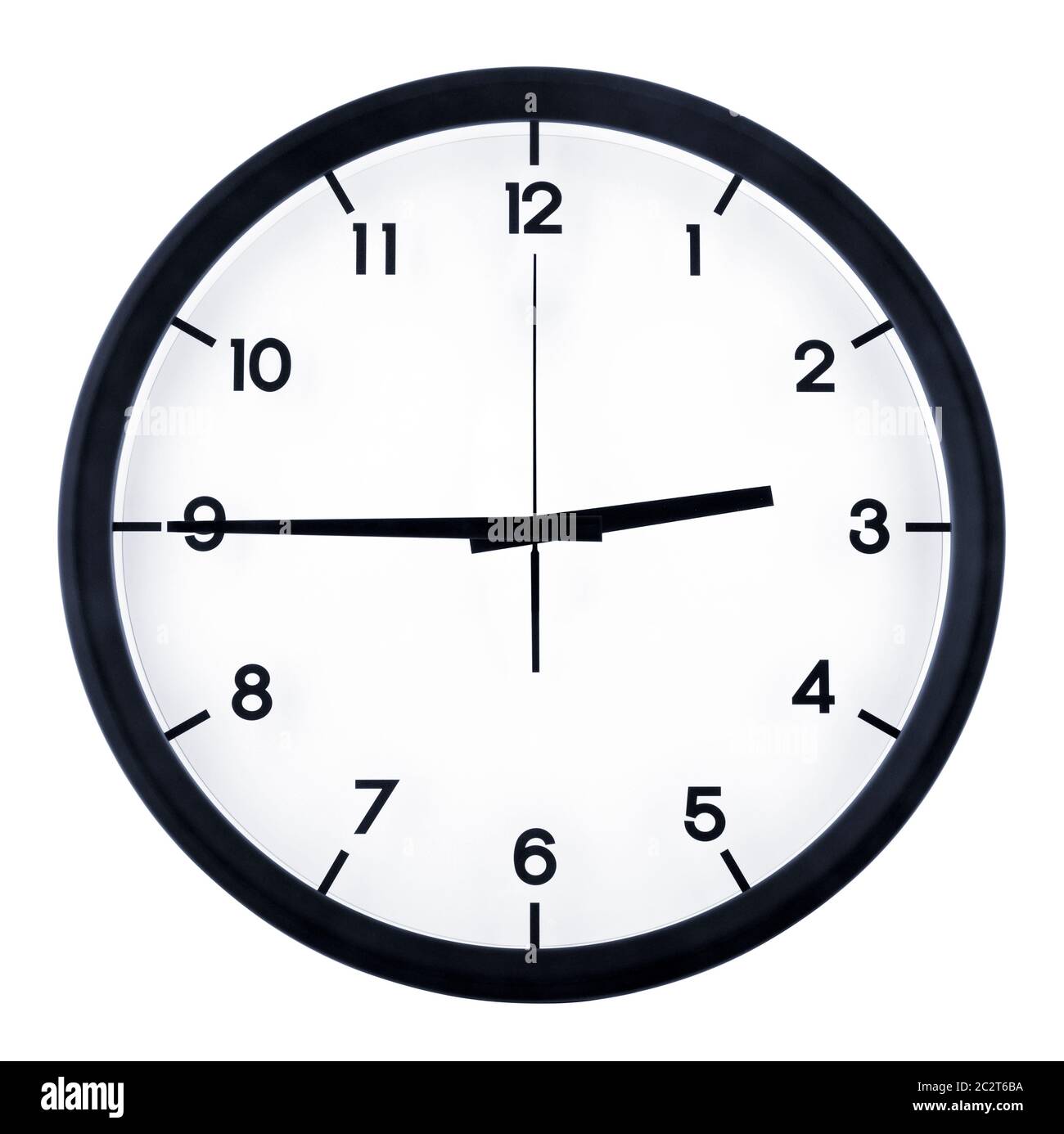 Classic analog clock pointing at two forty five o'clock, isolated on ...